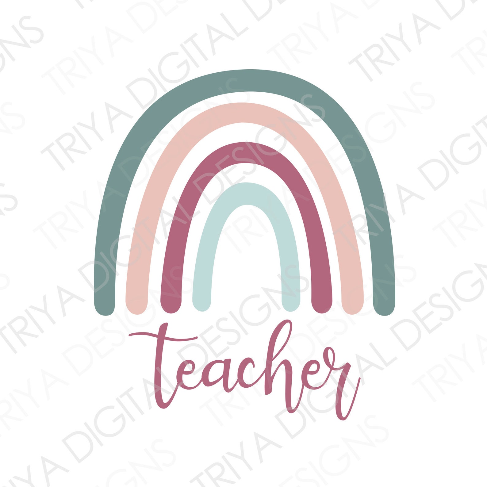 Teacher Rainbow Boho Pastel Rainbow SVG Cut File Teacher - Etsy