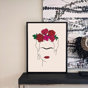 Frida Kahlo Color Digital Print SVG, PNG Minimalist Women Line Art Wall ...