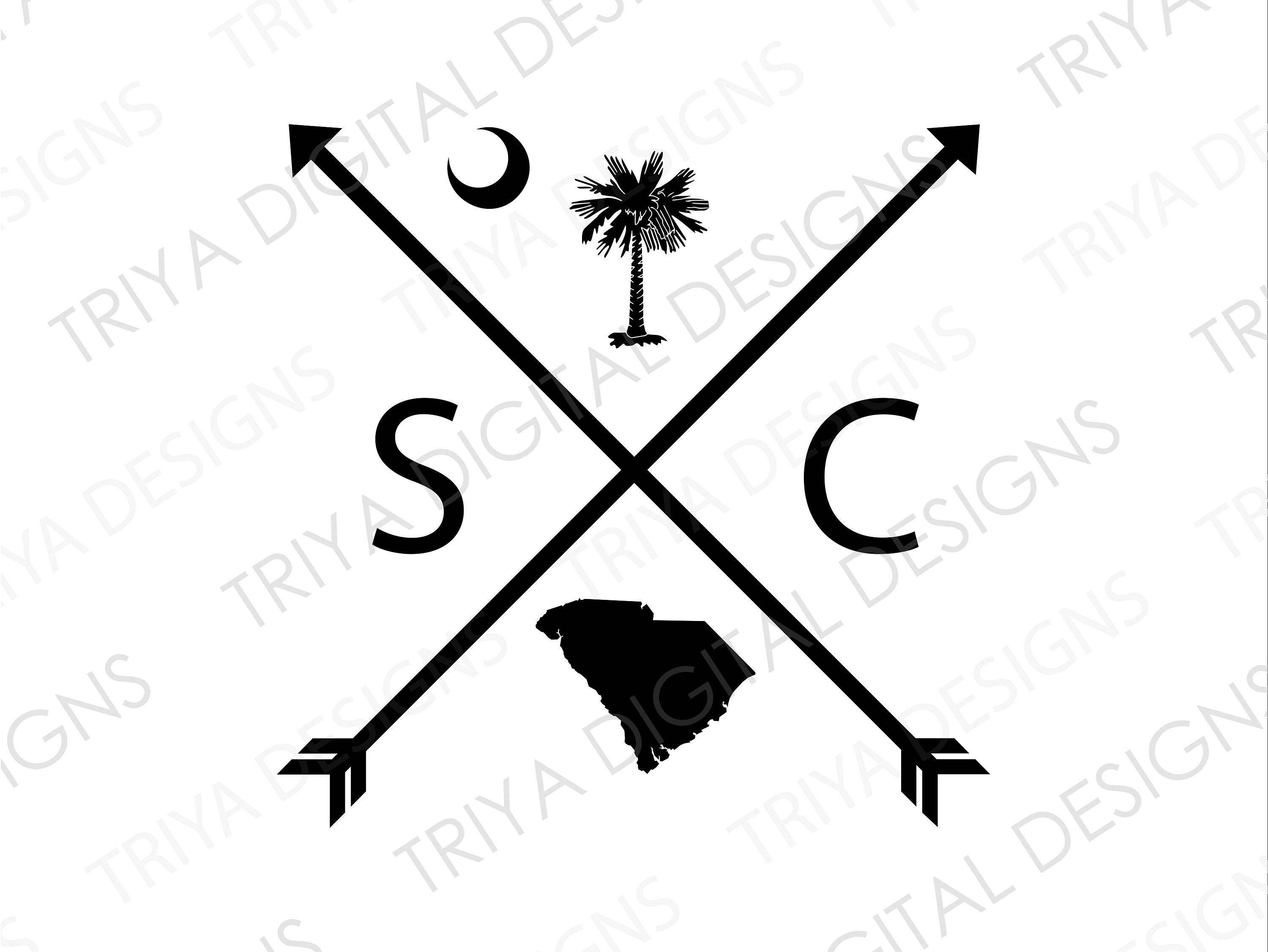 South Carolina With Arrows SVG Cut File | SC, State of South Carolina ...