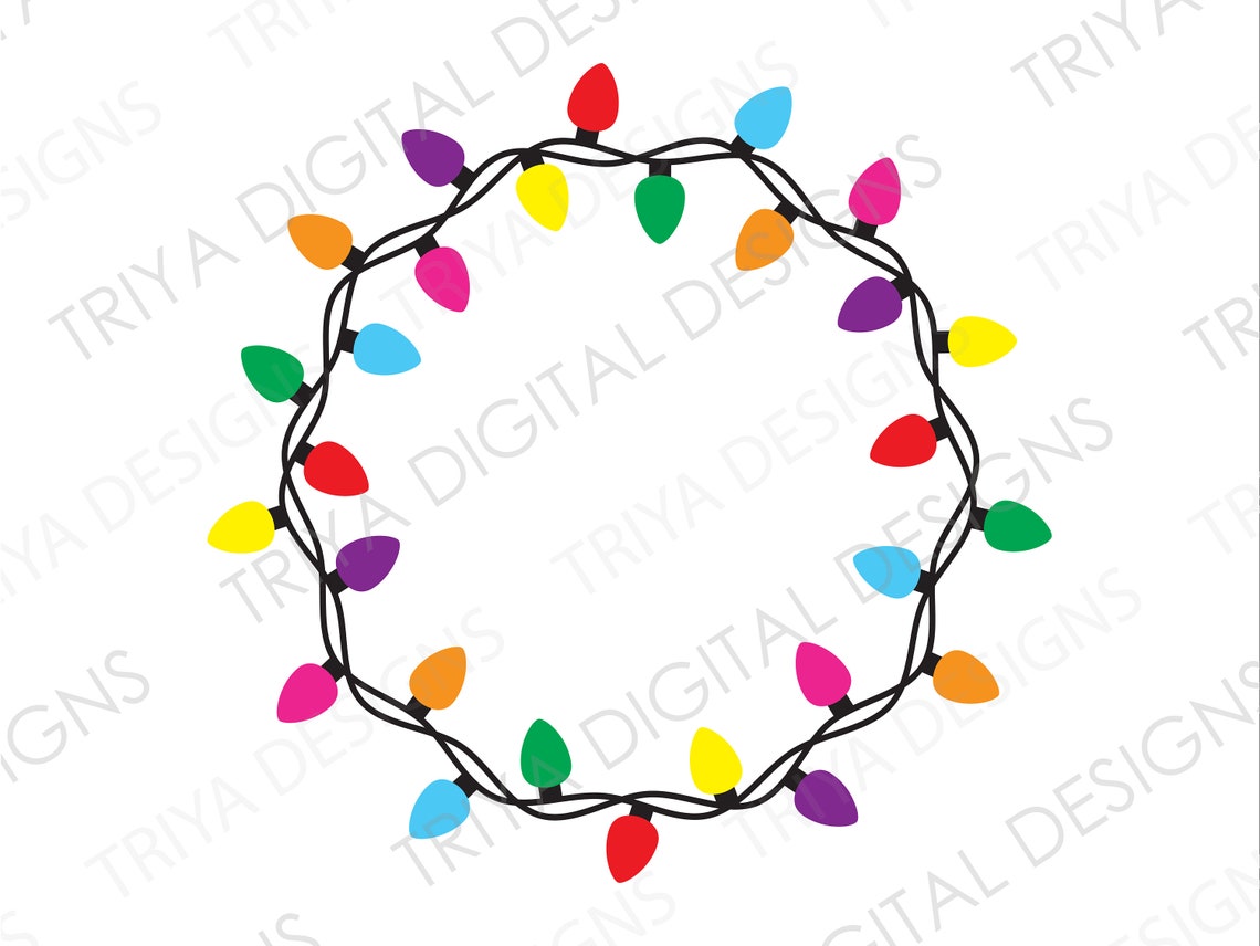 String Lights Circular SVG Cut File | Christmas String Lights, Round ...