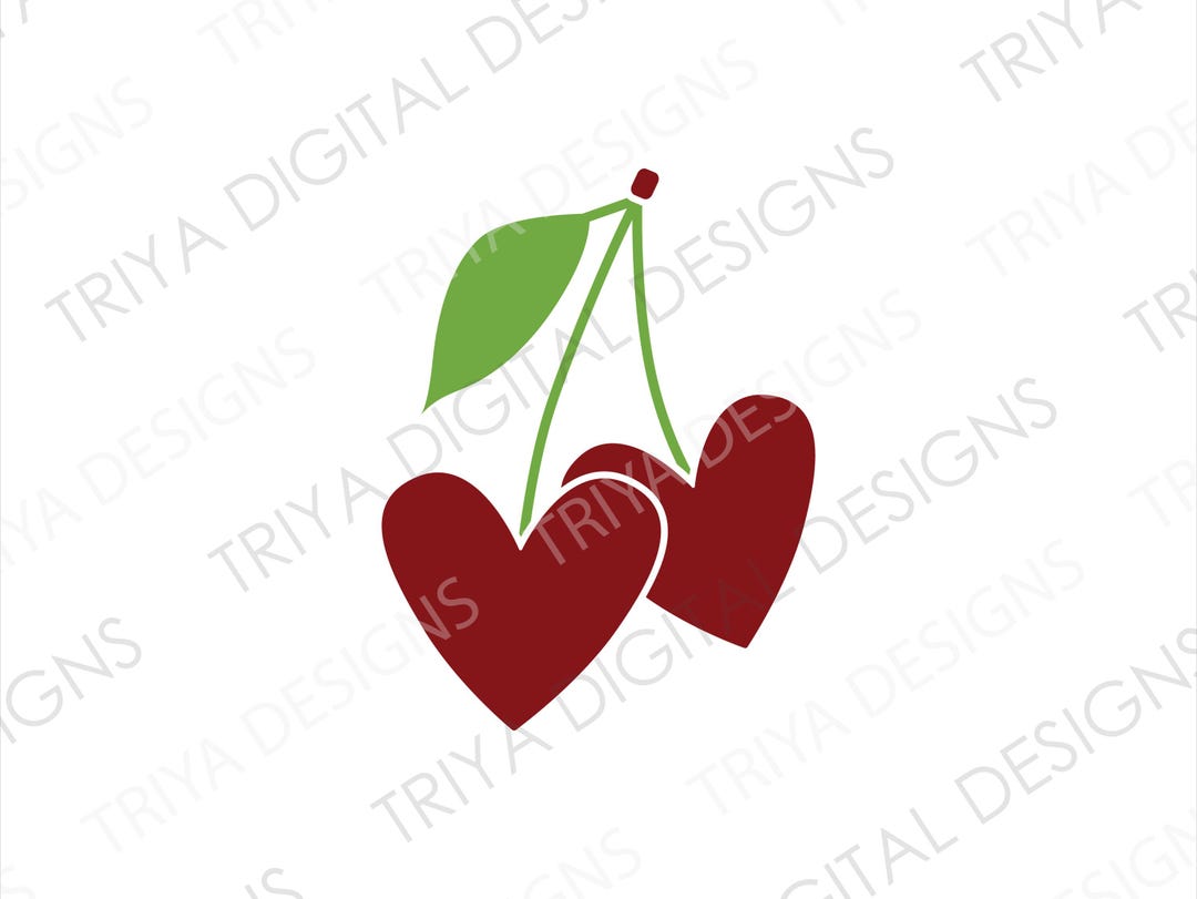 Heart Cherries SVG Cut File | Cherry PNG, Red Cherry Clipart, Valentine ...