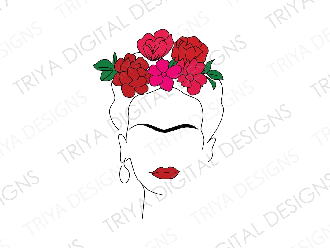 Frida Kahlo Color Digital Print SVG, PNG Minimalist Women Line Art Wall ...