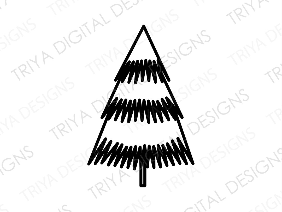 Christmas Tree Clip Art 4 SVG Cut File Hand Drawn Christmas - Etsy
