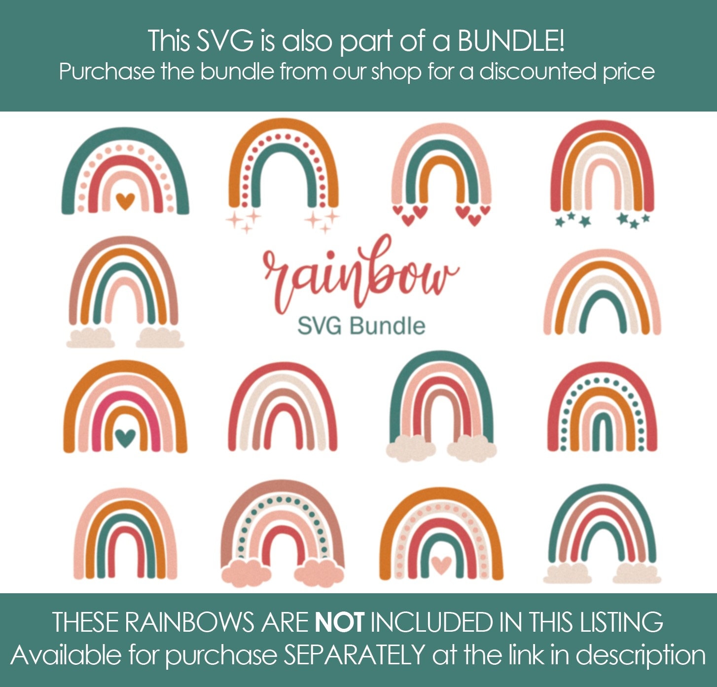 Pastel Rainbow SVG Cut File Boho Rainbow Sticker SVG File | Etsy