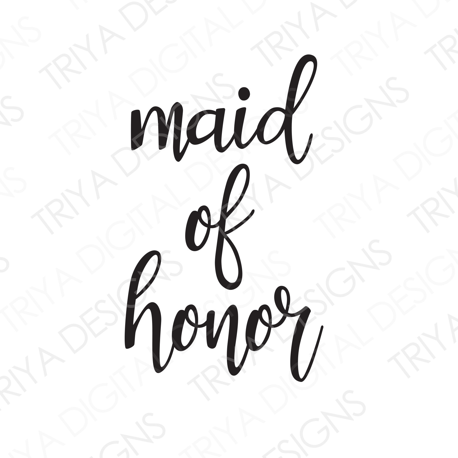 Maid of Honor SVG Wedding Bridesmaids Hand Lettered Cursive | Etsy