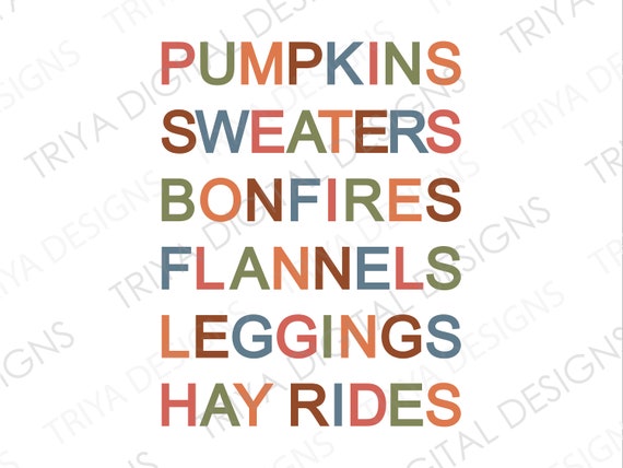Autumn Words SVG Cut File Fall Pumpkins Sweaters - Etsy