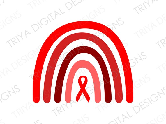 Red Rainbow With Ribbon SVG Cut File AIDS Awareness Rainbow | Etsy