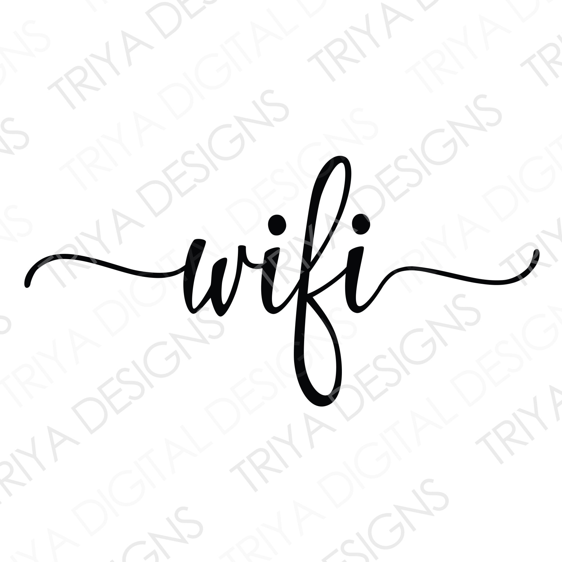 Wifi SVG Cut File | Hand Lettered Cursive Text | Wifi Sign, Printable ...
