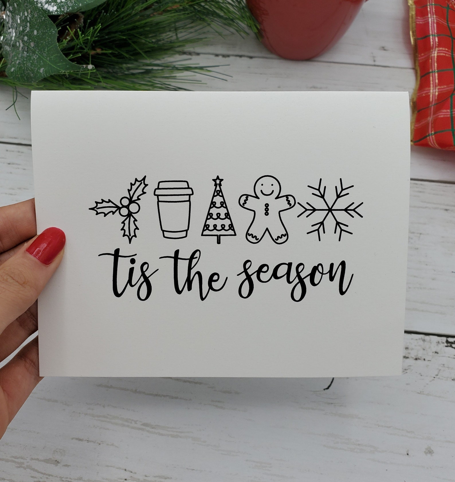 Tis the Season With Christmas Clip Art SVG Cut File Hand | Etsy