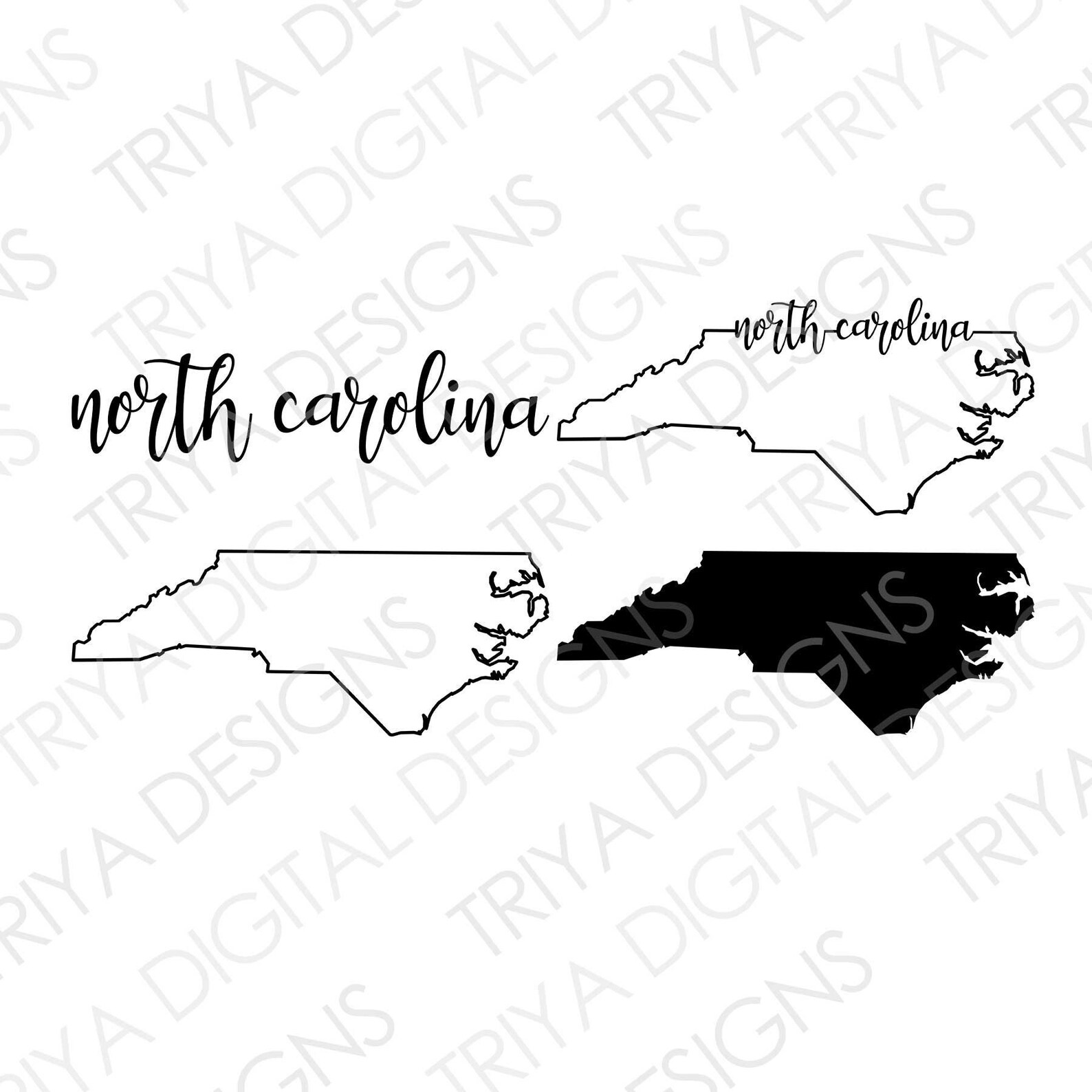 North Carolina SVG Bundle North Carolina Outline With Text | Etsy