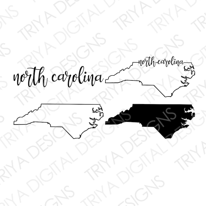 North Carolina SVG Bundle North Carolina Outline With Text | Etsy