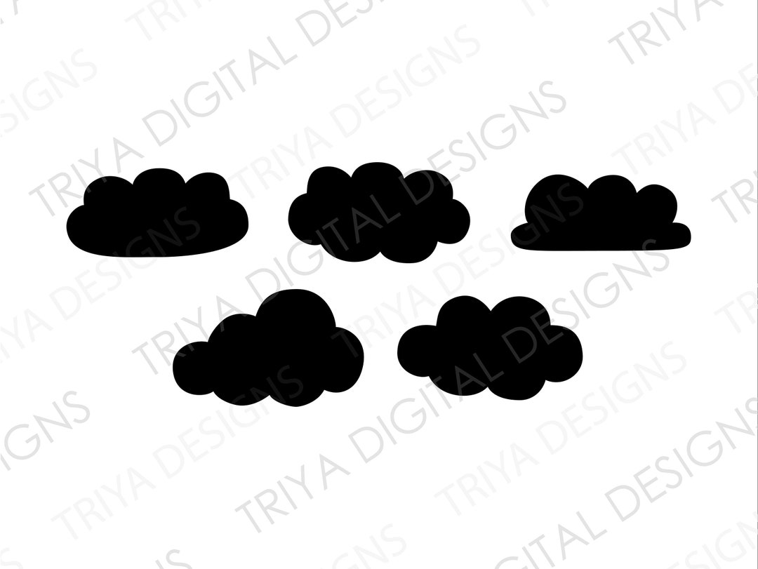 Clouds SVG Cut File Fluffy Cloud Clip Art SVG File Instant Digital ...