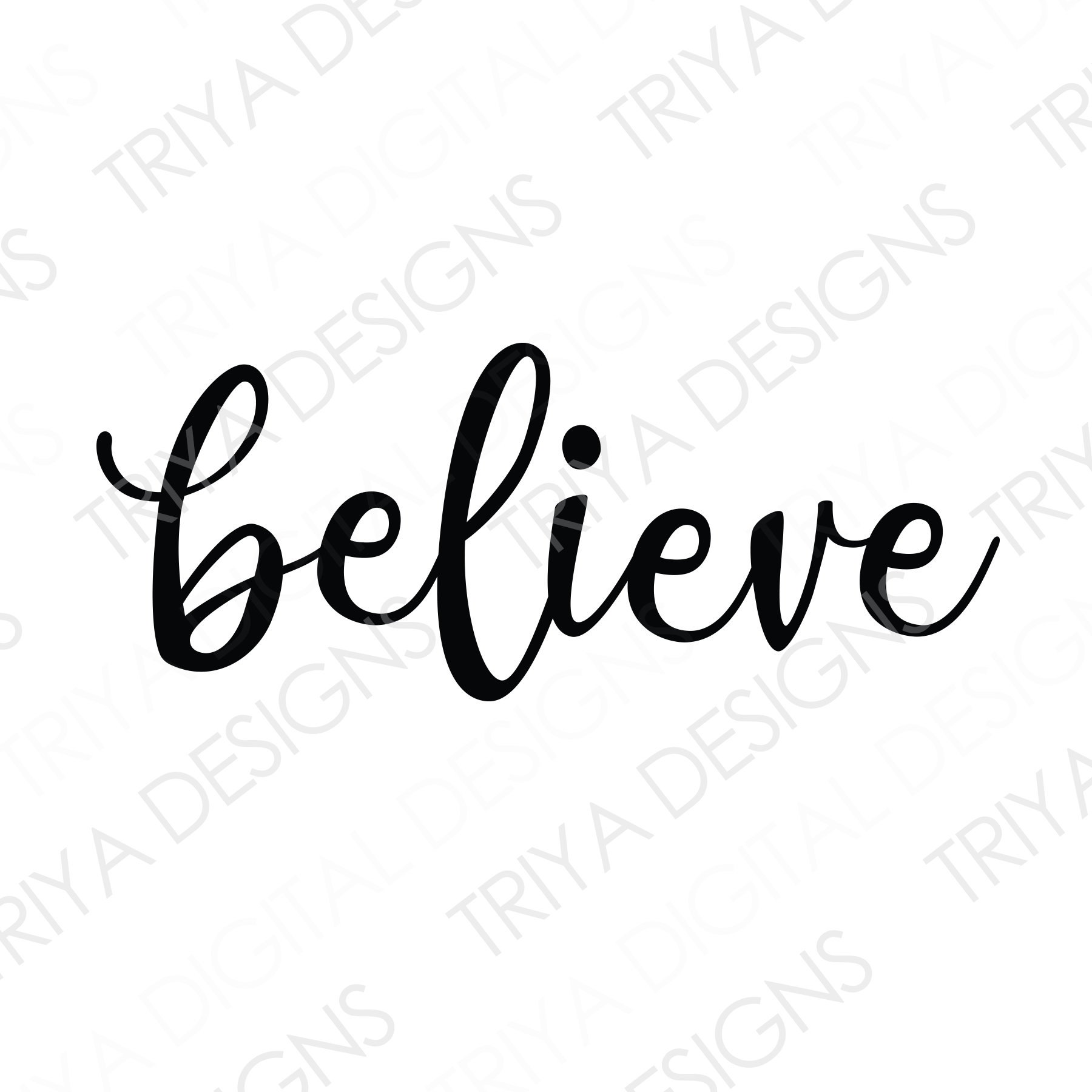 Believe SVG Believe Hand Lettered Cursive Text Digital | Etsy