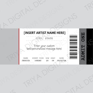 Editable Concert Ticket SVG Cut File Concert Ticket PNG Print File ...
