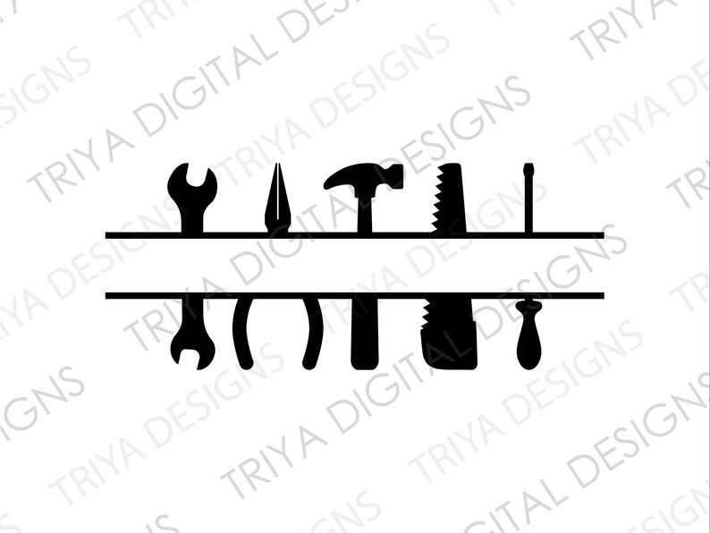 Tools Name Frame Clipart SVG Cut File Hammer, Screwdriver, Pliers, Saw ...