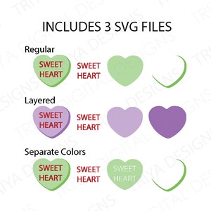 Candy Hearts SVG Cut Files | Set of 24 | Valentine's Day Sweethearts ...