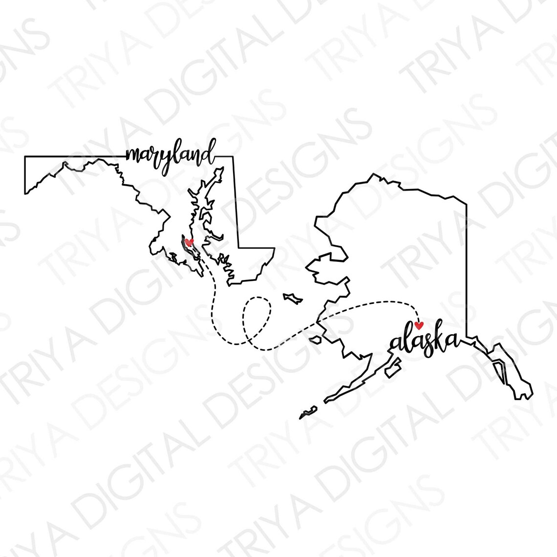 Custom Moving States With Text SVG Two States PNG Print File - Etsy