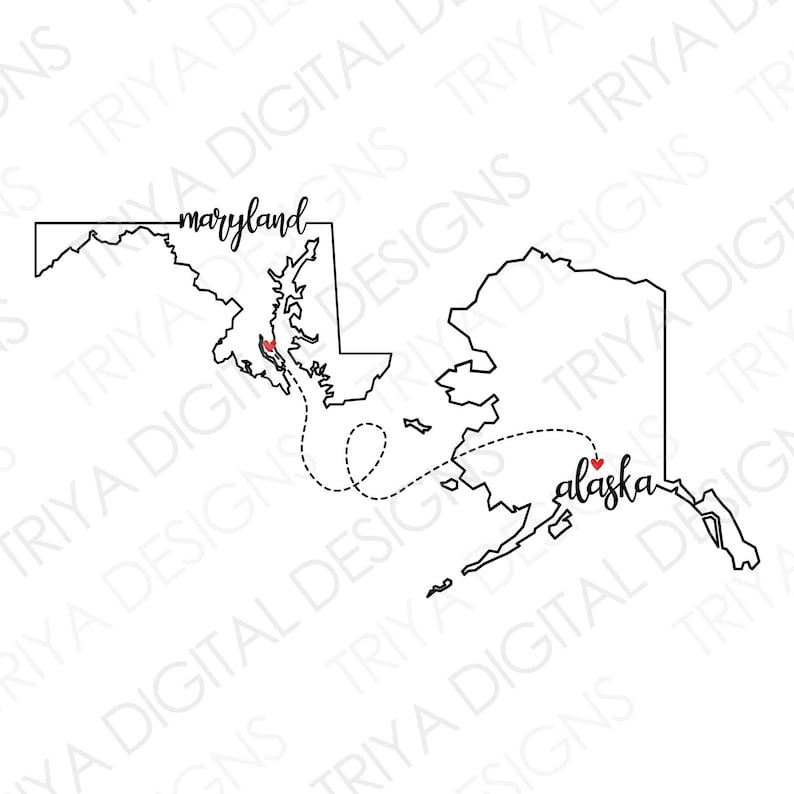 Custom Moving States With Text SVG | Two States PNG Print File | Long ...
