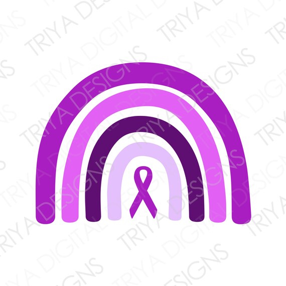 Purple Rainbow With Ribbon SVG Cut File Brain Cancer | Etsy