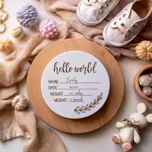 Hello World Baby Announcement SVG Laser Cut File | Baby Milestone PNG ...
