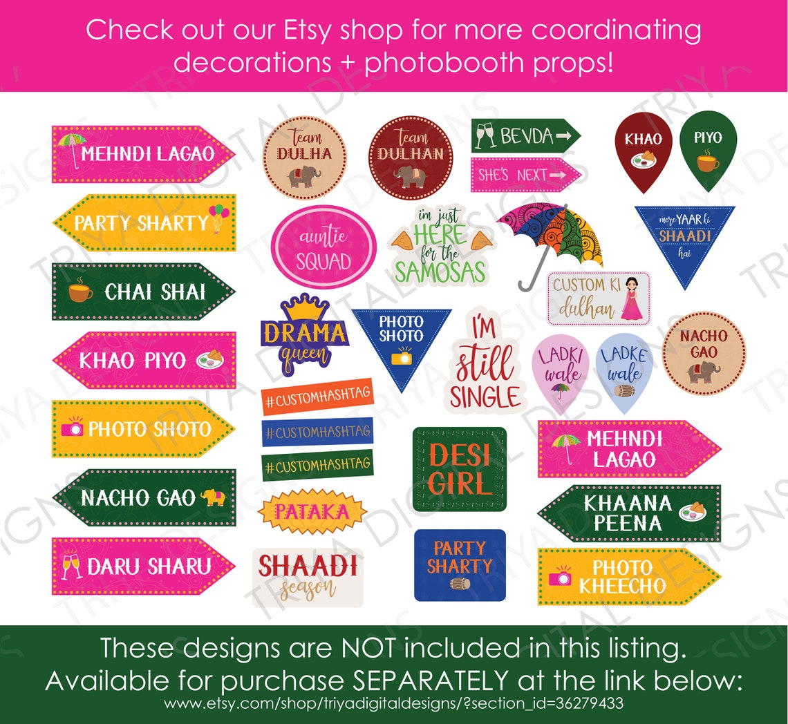 DIY Desi Celebration Photobooth Props PDF Print File | Indian Decor ...