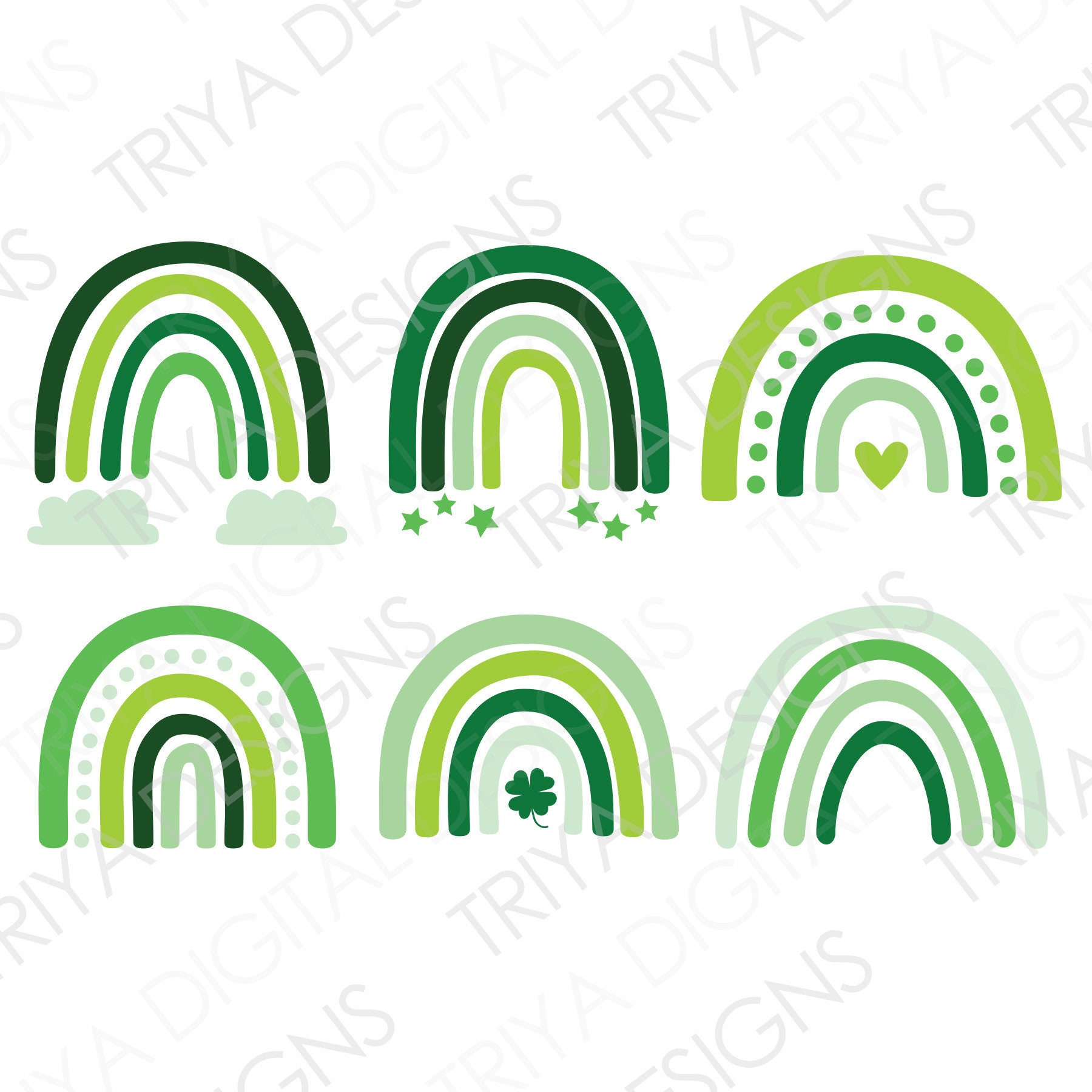St. Patrick's Day Rainbow SVG Cut File Set of 6 Cute - Etsy