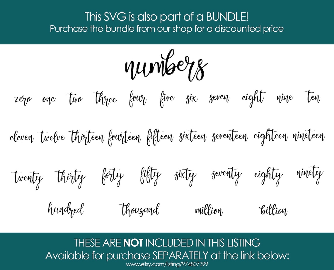 Forty SVG Number Forty Hand Lettered Cursive Text Digital | Etsy