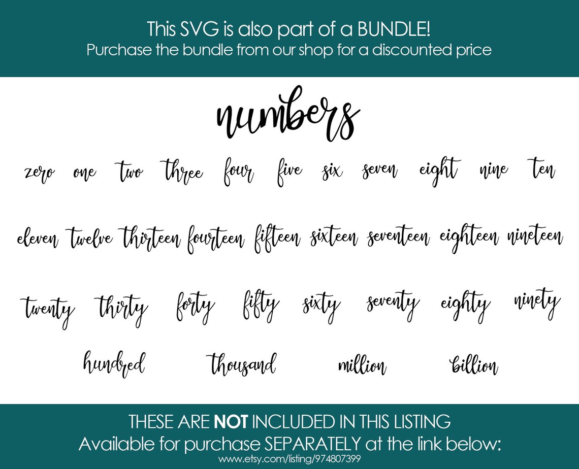 One SVG Number One Hand Lettered Cursive Text Digital - Etsy