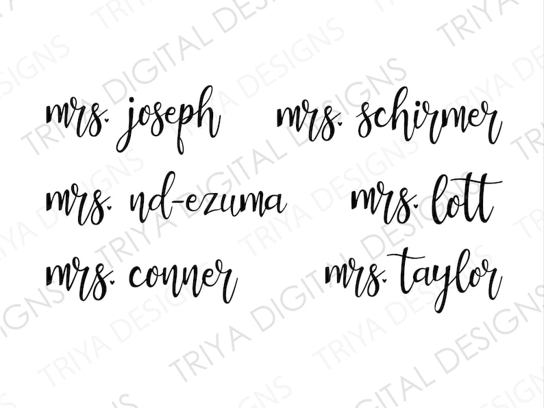Mrs. Custom Last Name SVG Png Jpg Hand Lettered Cursive - Etsy