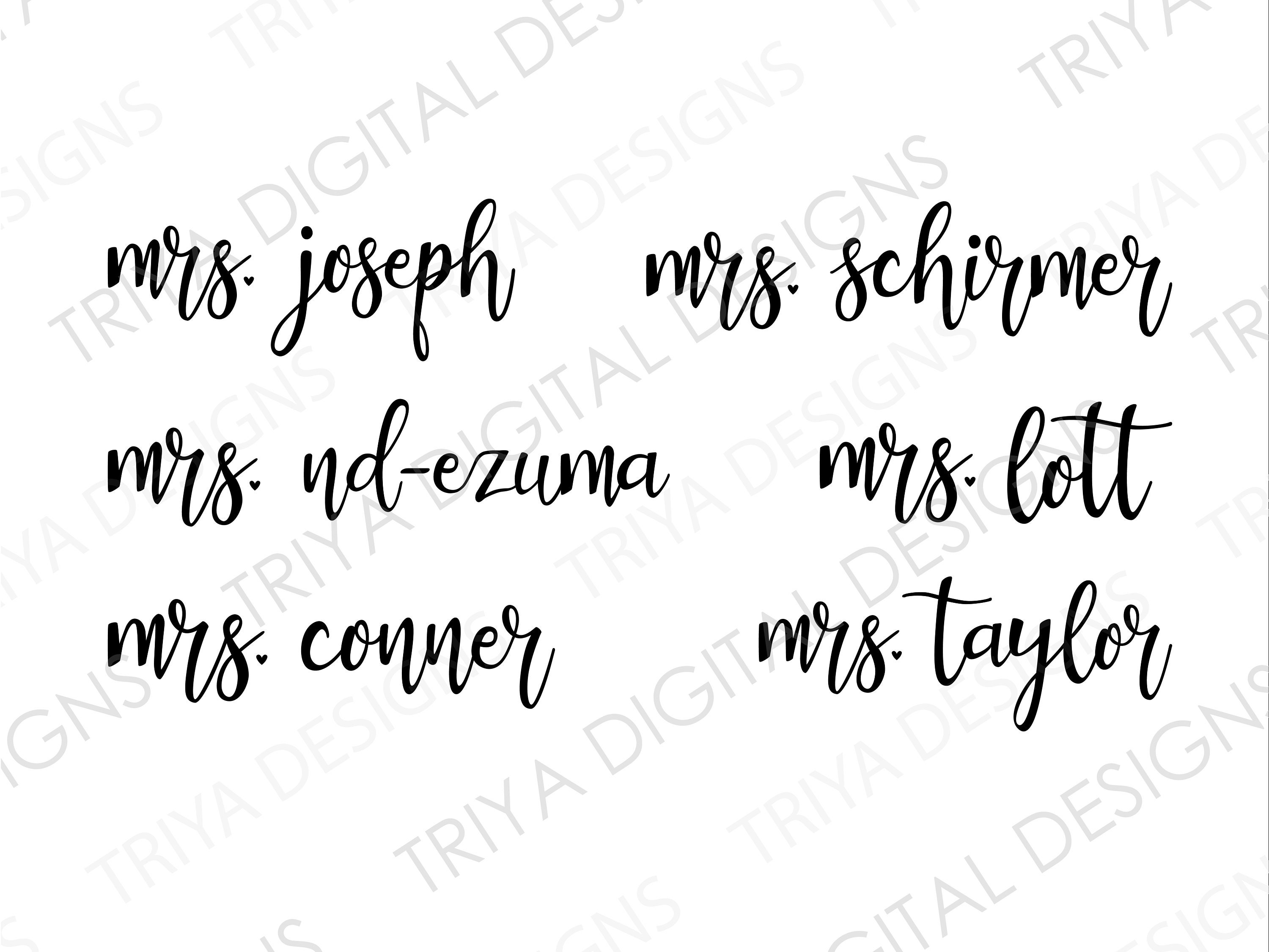 Mrs. Custom Last Name SVG Png Jpg Hand Lettered Cursive - Etsy