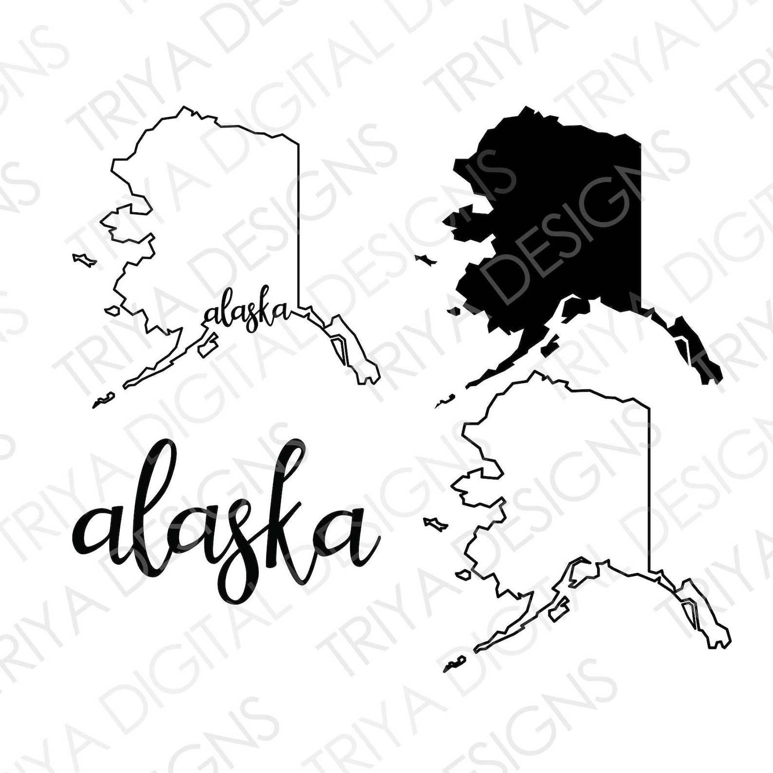 Alaska Outline With Text SVG Cut File State of Alaska - Etsy