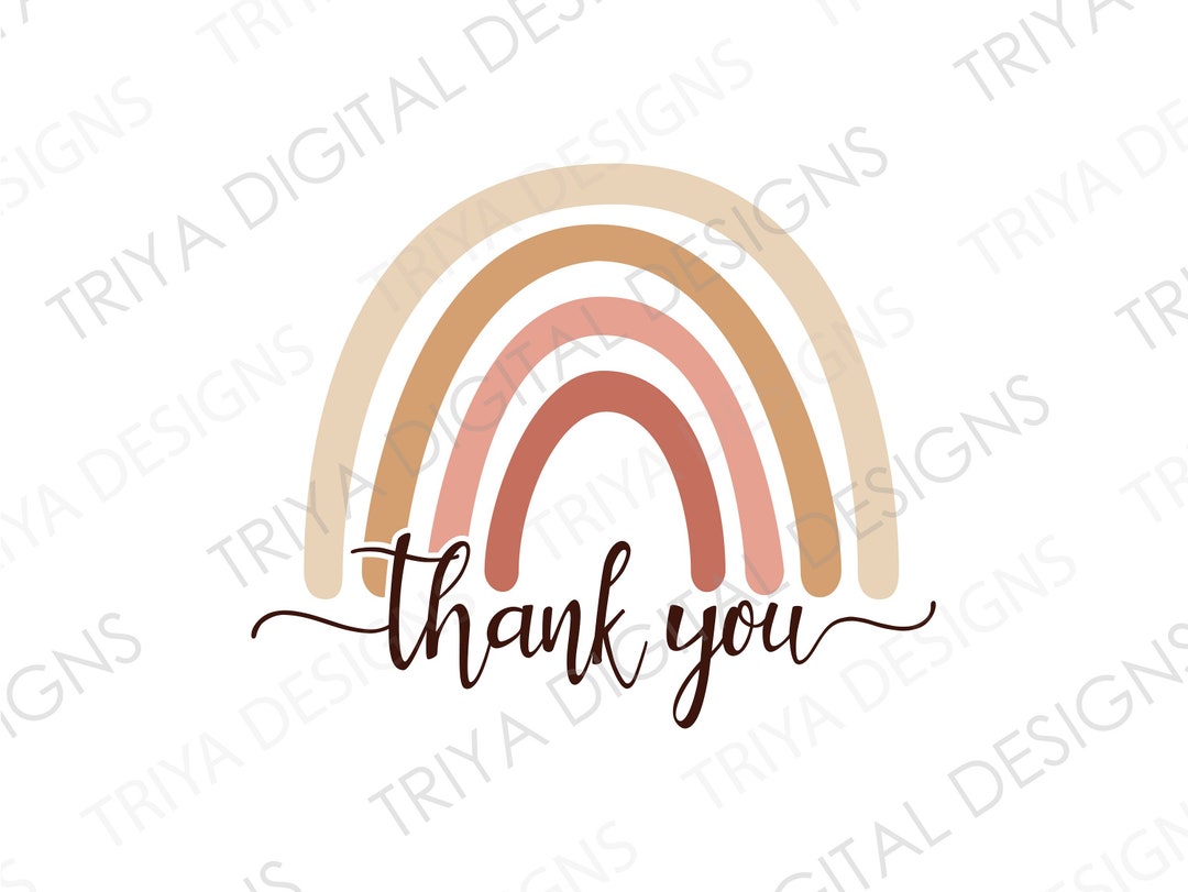 Thank You Boho Rainbow SVG Cut File Handbeschriftet Cursive Text, Boho ...