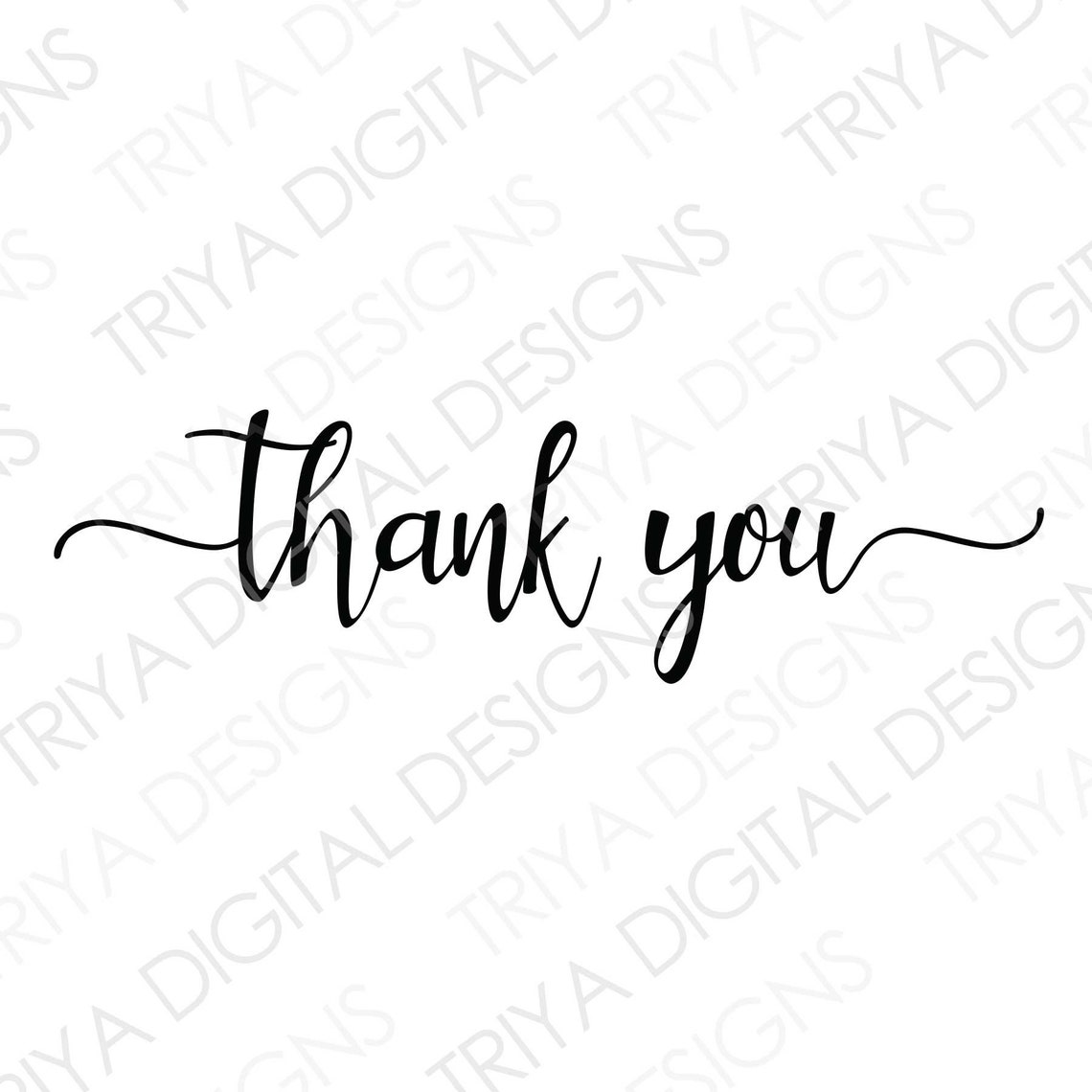 Thank You SVG Cut File Hand Lettered Cursive Text Instant | Etsy