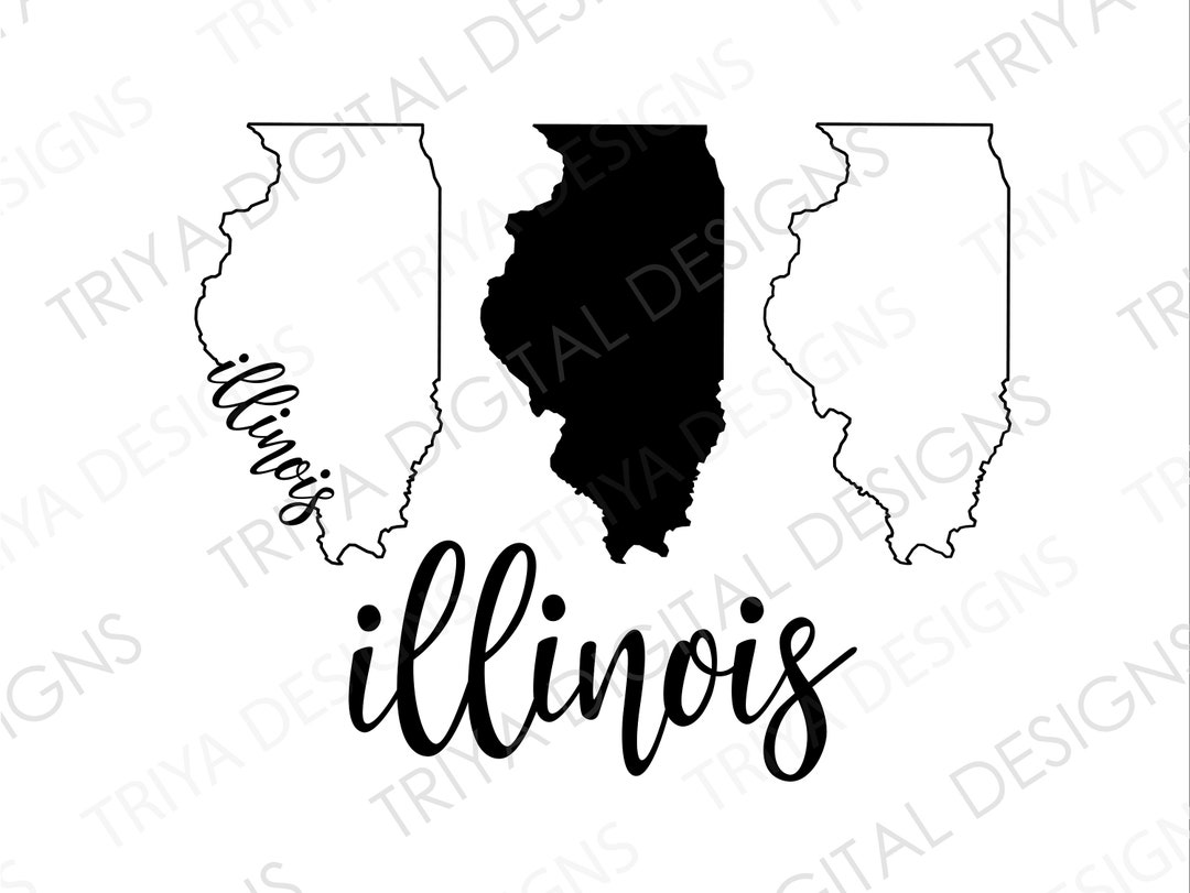 Illinois SVG Bundle | Illinois Outline With Text Cut File | State of ...