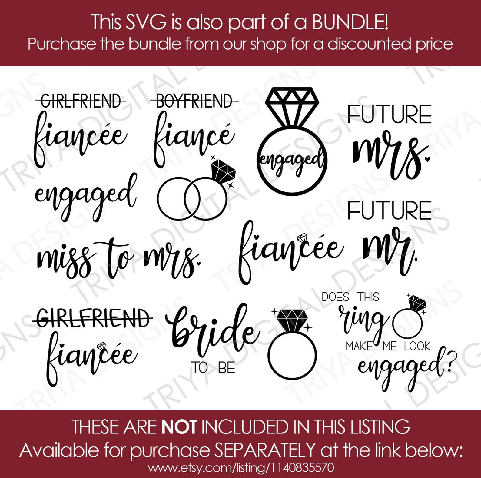 Fiancé Fiancée SVG Cut File | Girlfriend Boyfriend Strikethrough SVG ...