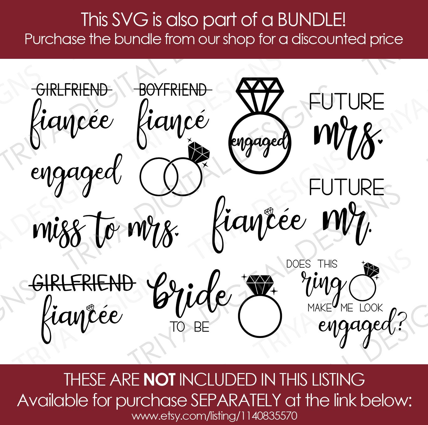 Fiancé Fiancée SVG Cut File Girlfriend Boyfriend | Etsy