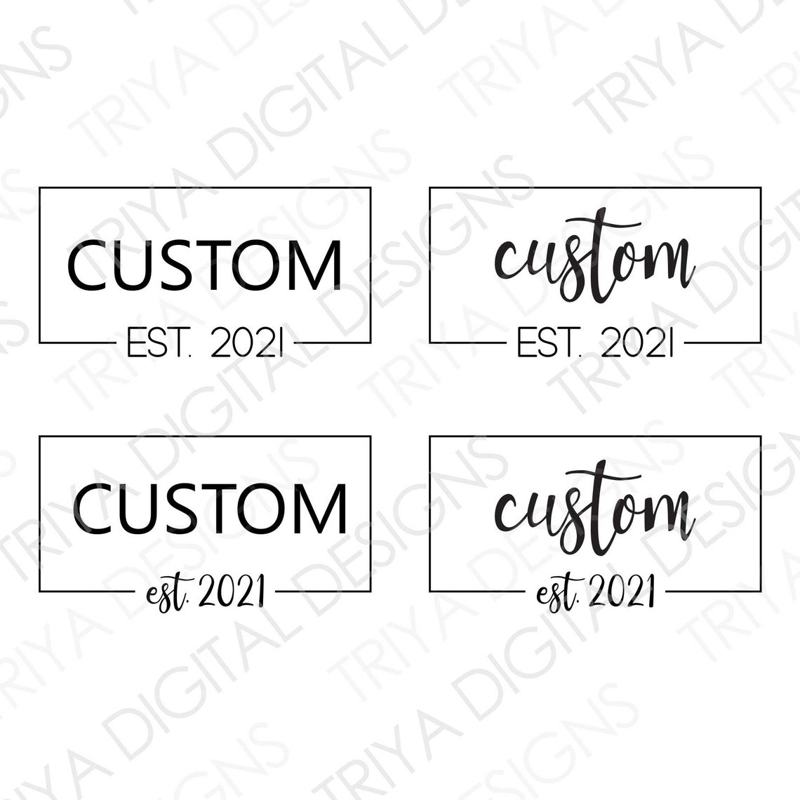 Custom Text Est. 2021 SVG Hand Lettered Cursive Text | Etsy