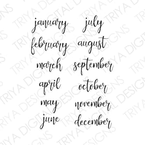 Calendar Months SVG Cut File | Months of the Year SVG | Instant Digital ...