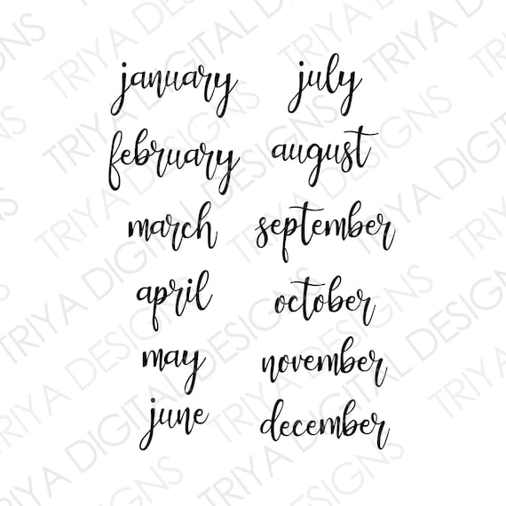 Months Of The Year Writing