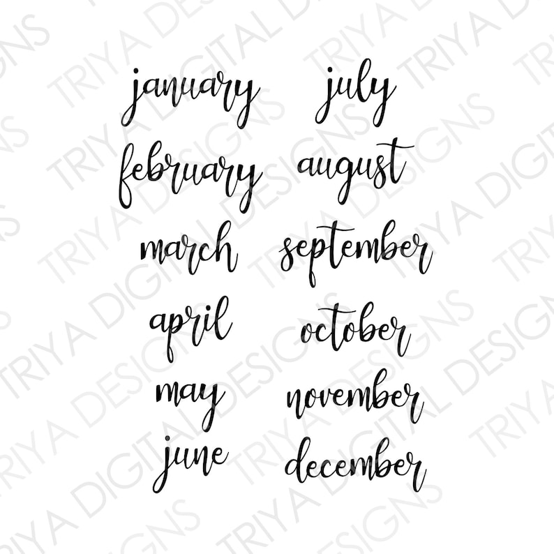 Calendar Months SVG Cut File Months of the Year SVG - Etsy