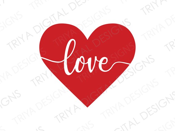 Red Love Heart SVG Love Wedding Valentine's Day | Etsy