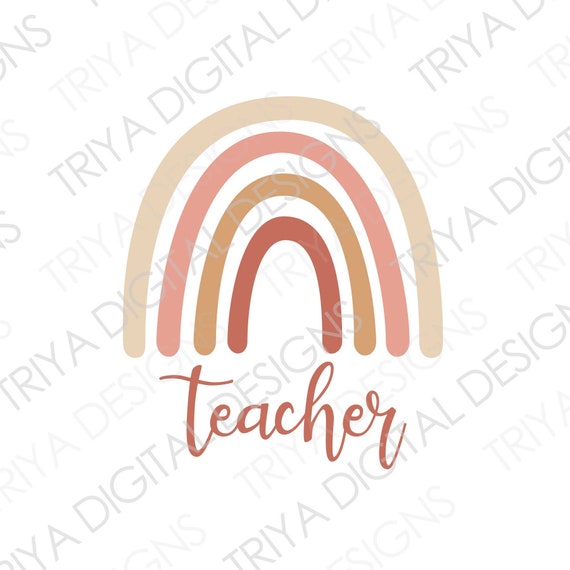 Teacher Rainbow Boho Pastel Rainbow SVG Cut File Teacher - Etsy