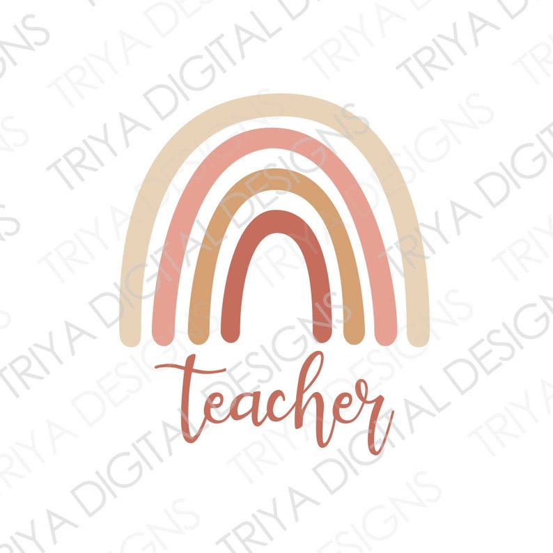 Teacher Rainbow Boho Pastel Rainbow SVG Cut File Teacher - Etsy