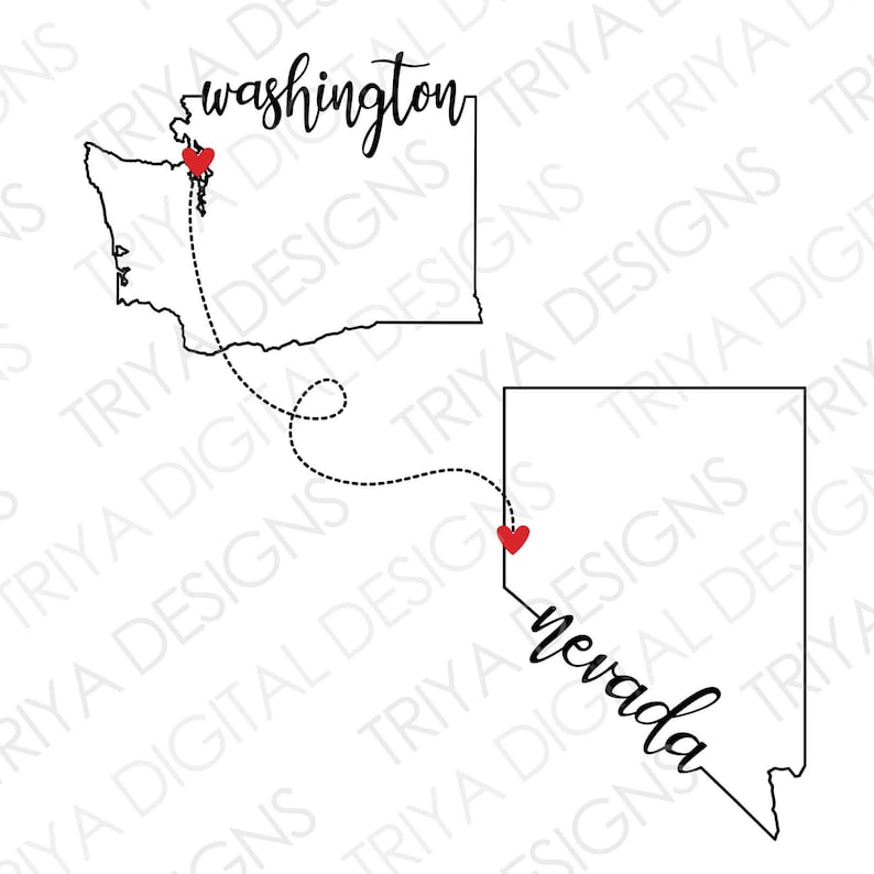 Custom Moving States With Text SVG | Two States PNG Print File | Long ...