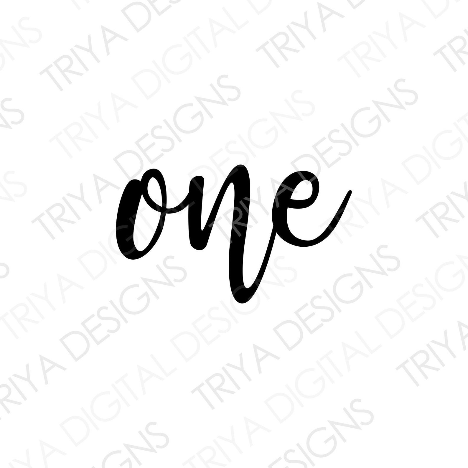 One SVG Number One Hand Lettered Cursive Text Digital - Etsy