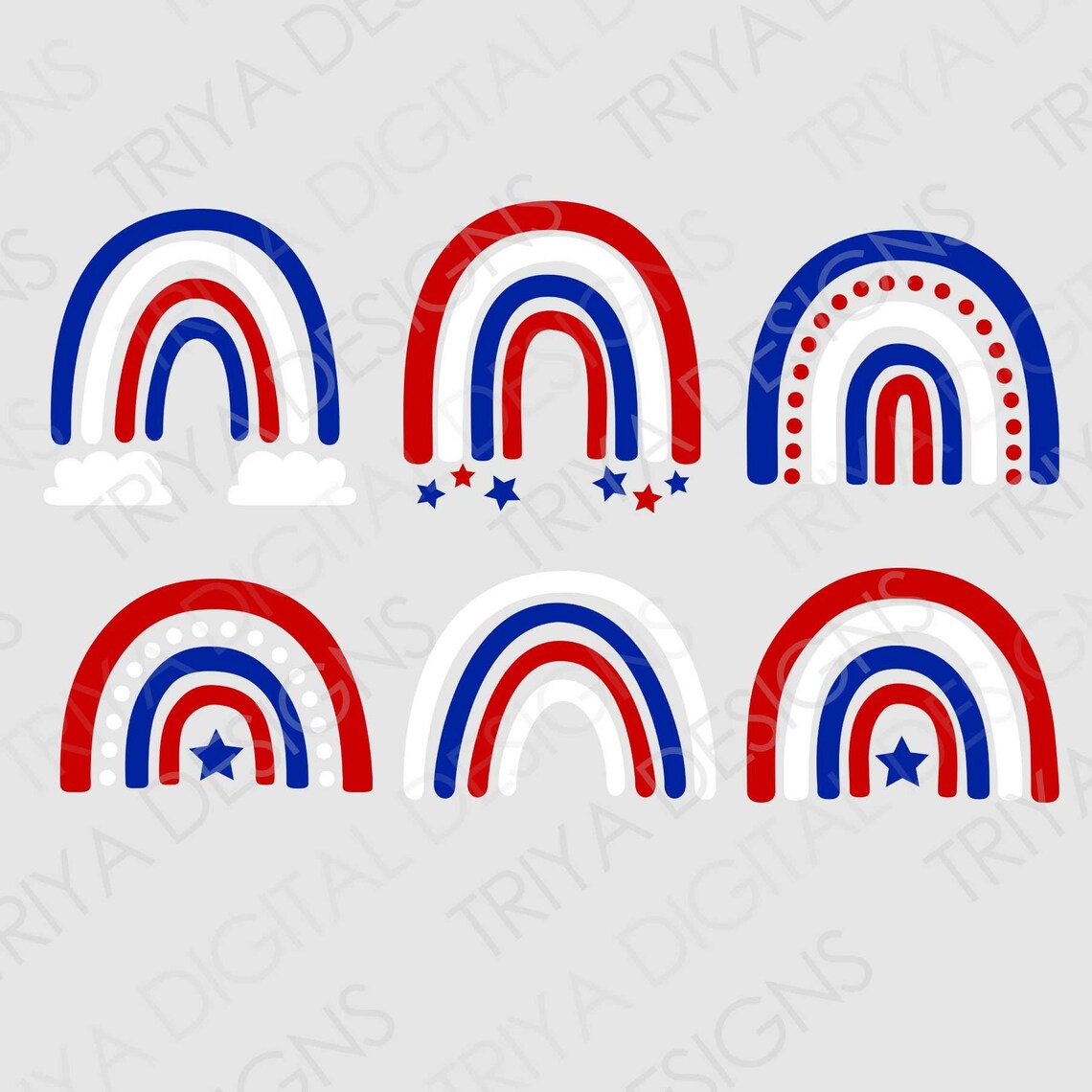 Red White & Blue Rainbow SVG Cut File Set of 6 Cute - Etsy