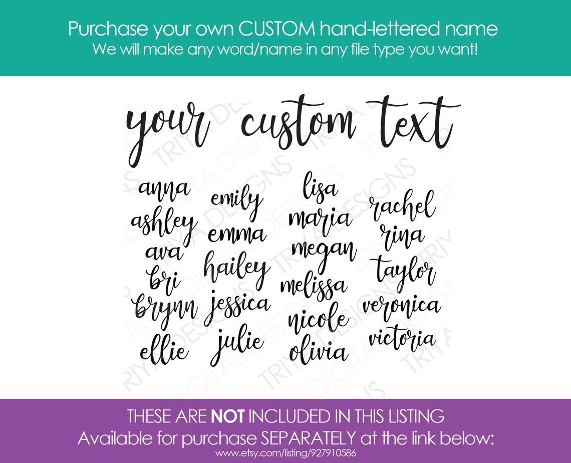 Jessica SVG Jessica Hand Lettered Cursive Text Custom | Etsy