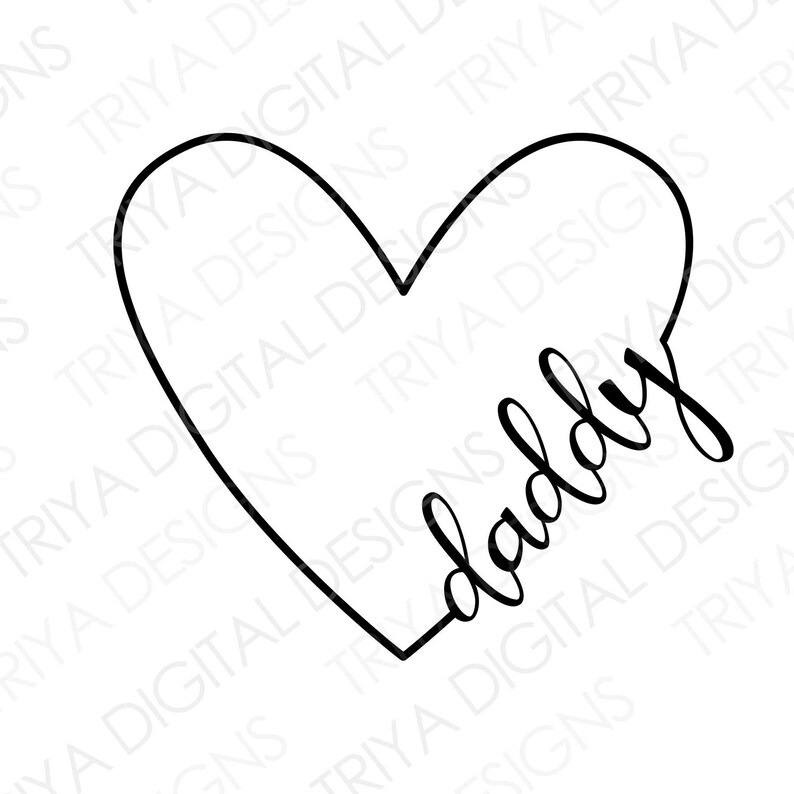 Daddy Heart SVG Love Dad Heart Dada SVG Cut Files | Etsy