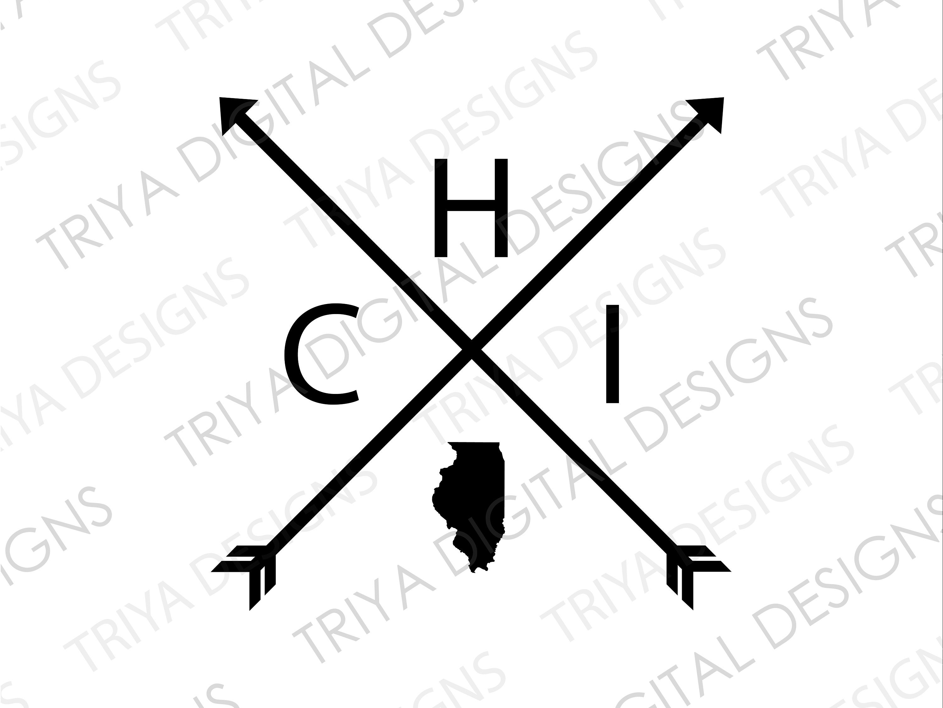 CHI Illinois With Arrows SVG Cut File Chicago State of - Etsy