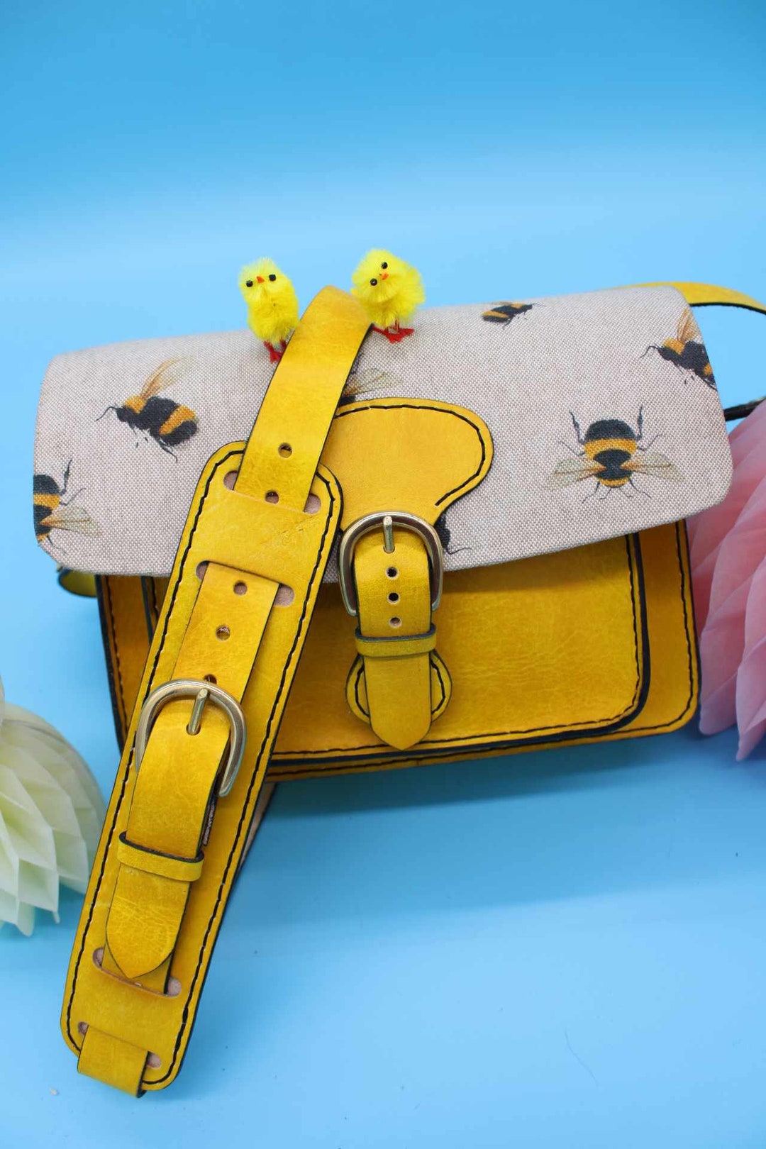 Mustard Yellow With Bee Print Fabric Satchel Bag - Etsy